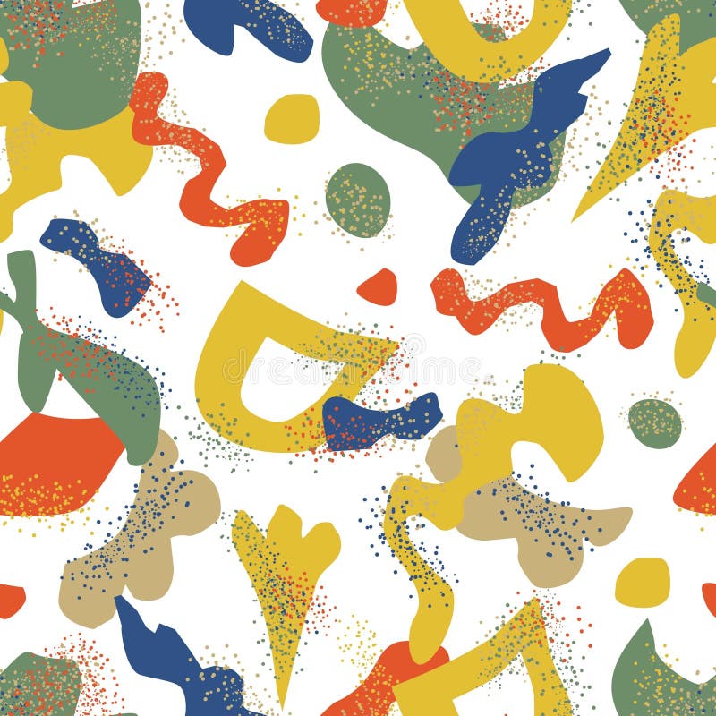 Vector Bright Textural Abstract Seamless Pattern on White Isolated ...