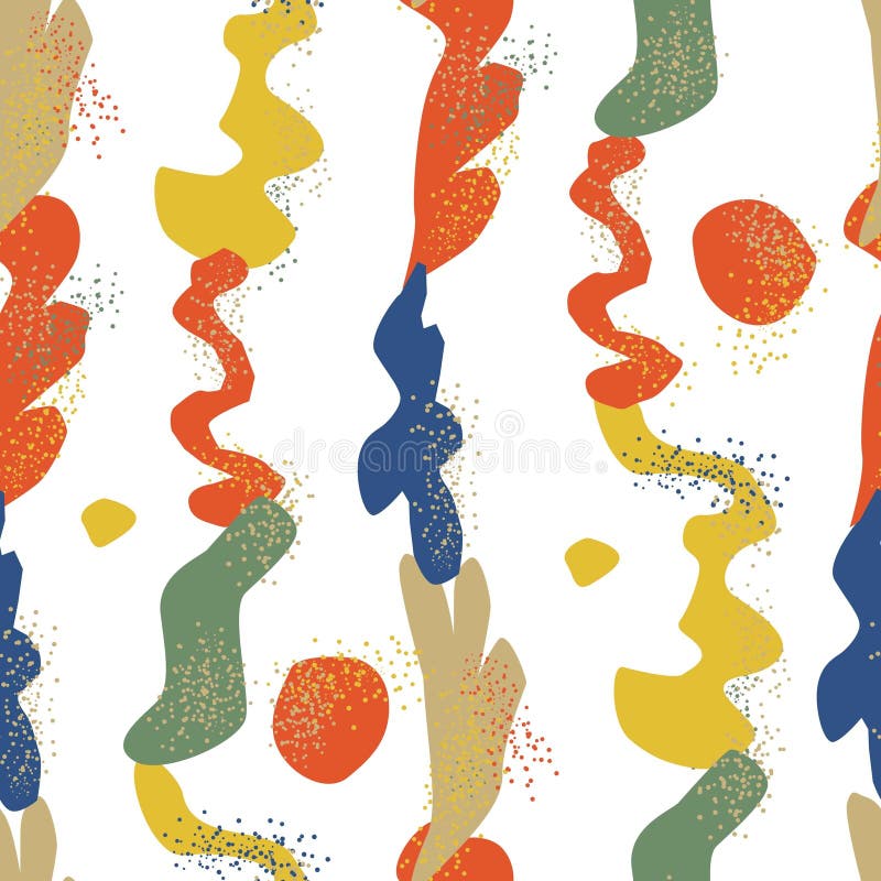 Vector Bright Textural Abstract Seamless Pattern on White Isolated ...