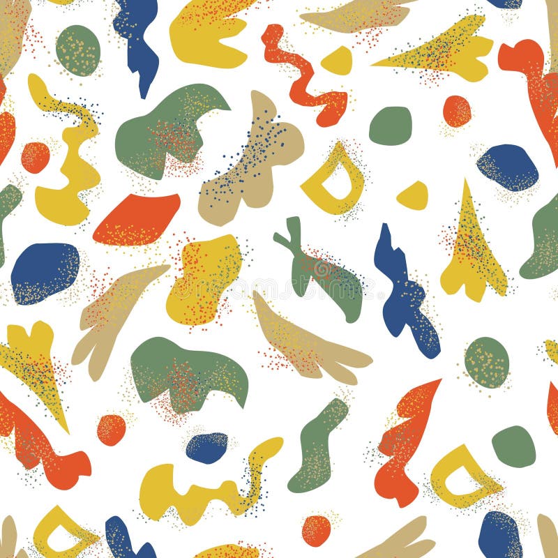 Vector Bright Textural Abstract Seamless Pattern on White Isolated ...