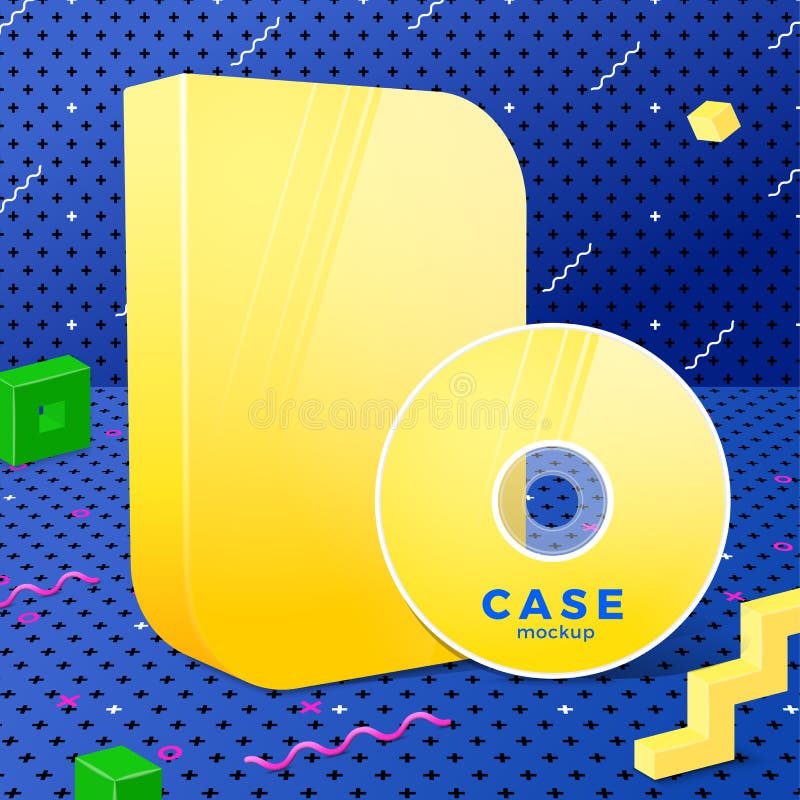 Vector Bright Yellow Realistic Disk and Box Mockup Stock Vector ...
