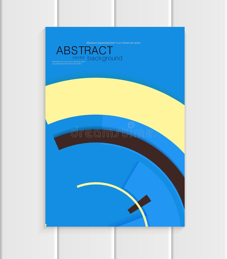 Vector Brochure in Abstract Style with Yellow Shapes on Blue Background ...