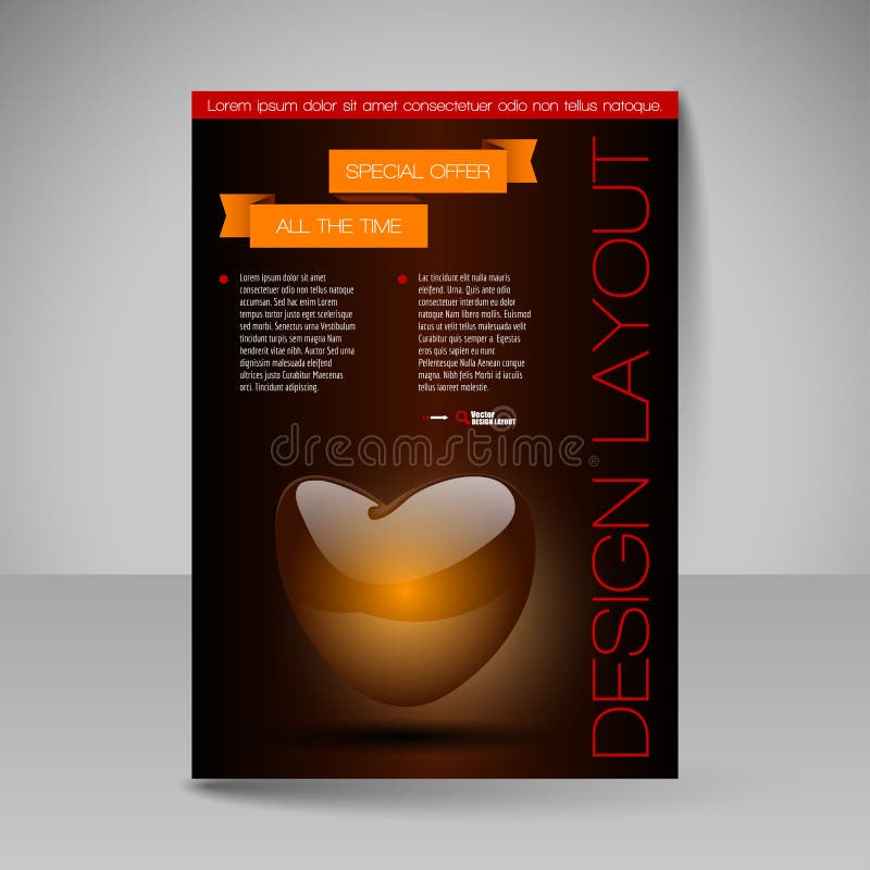 Vector Brochure Design Template with Valentine S Heart. Stock Vector ...