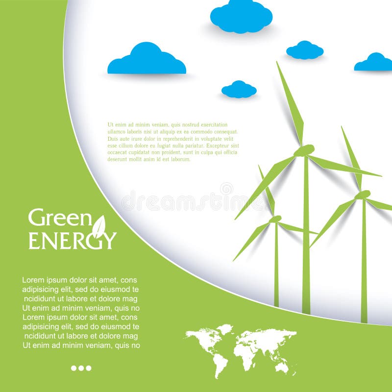 Vector Brochure Design with Wind Turbines, Green Energy Concept. Stock ...