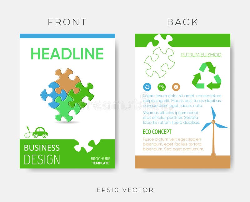 Vector Brochure Eco Design Template with Puzzle Stock Vector ...