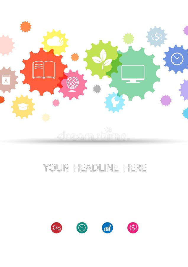 Vector Brochure Template Design with Gear Chain. Stock Vector ...