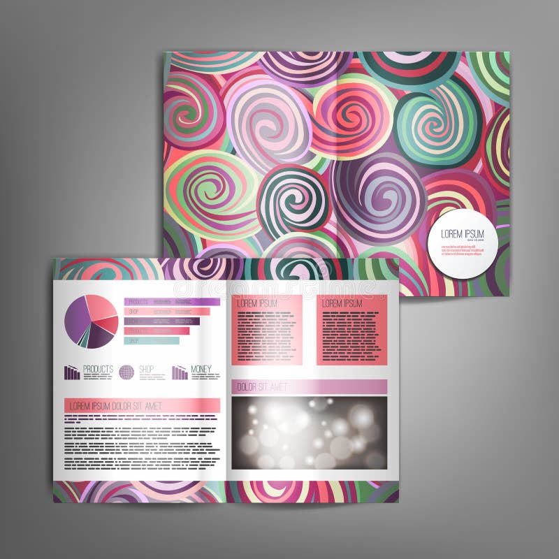Vector Brochure Template Design with Hand Drawn Pattern of Circles ...