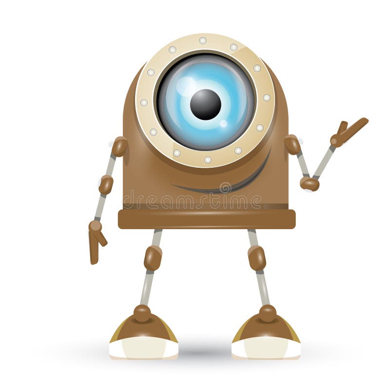 Vector Brown Cartoon Robot Isolated on White Stock Vector ...