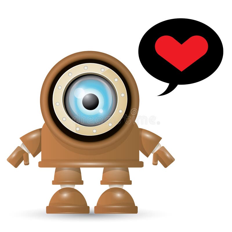 Vector Brown Cartoon Robot Isolated on White Stock Vector ...
