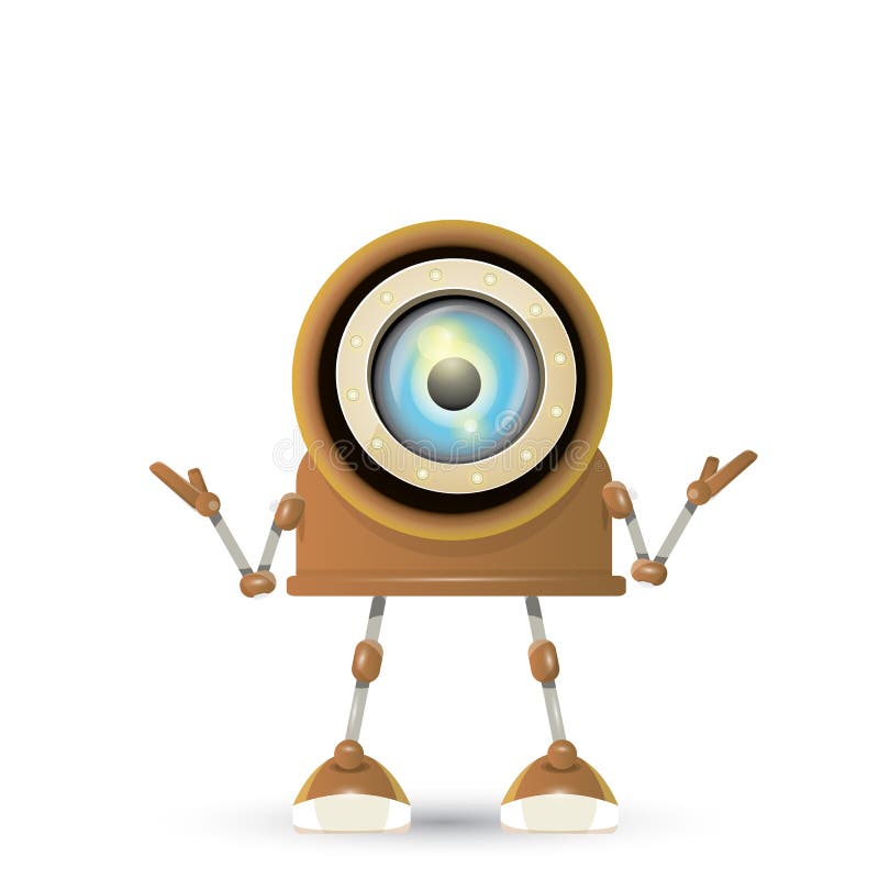 Vector Brown Cartoon Robot Isolated on White Stock Vector ...