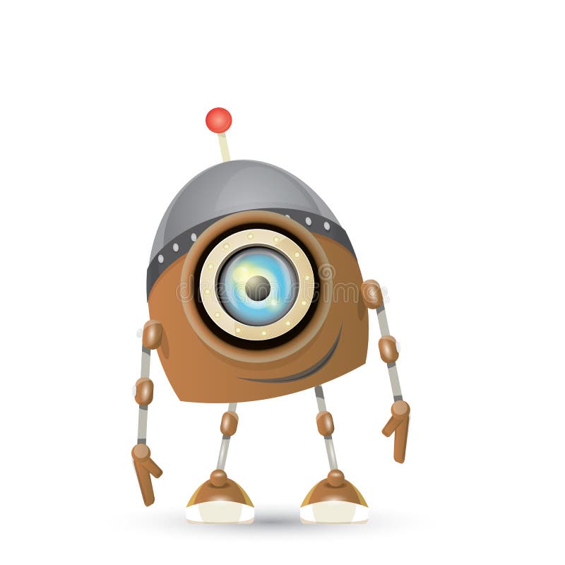 Vector Brown Cartoon Robot Isolated On White Stock Vector - Image: 62059090