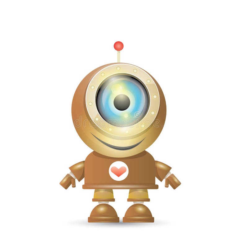 Vector Brown Cartoon Robot Isolated on White Stock Vector ...