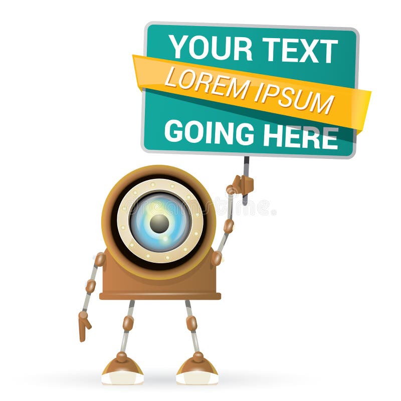 Vector Brown Cartoon Robot Isolated on White Stock Vector ...