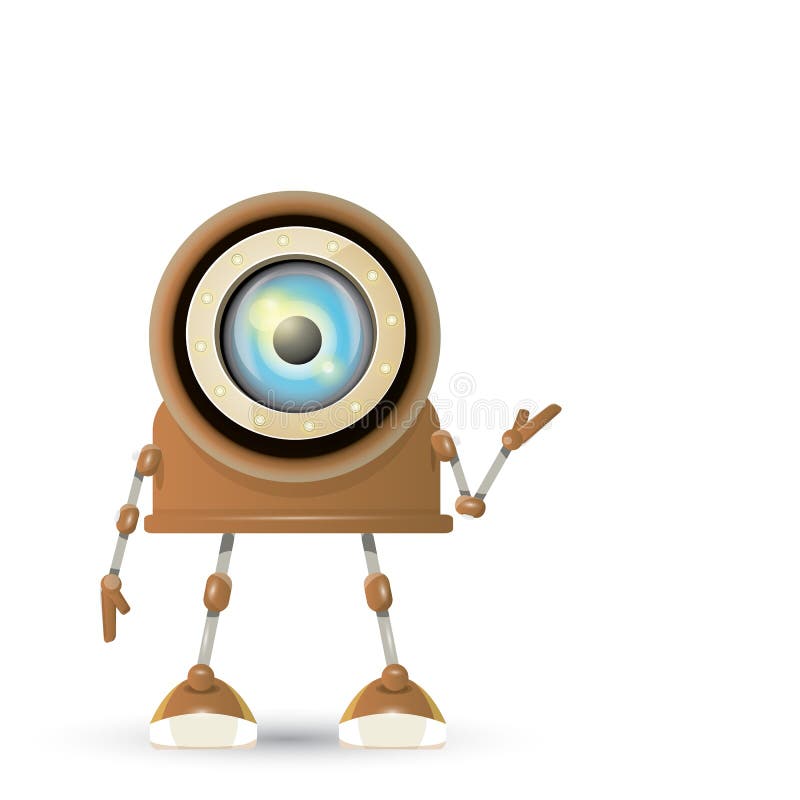 Vector Brown Cartoon Robot Isolated on White Stock Vector ...