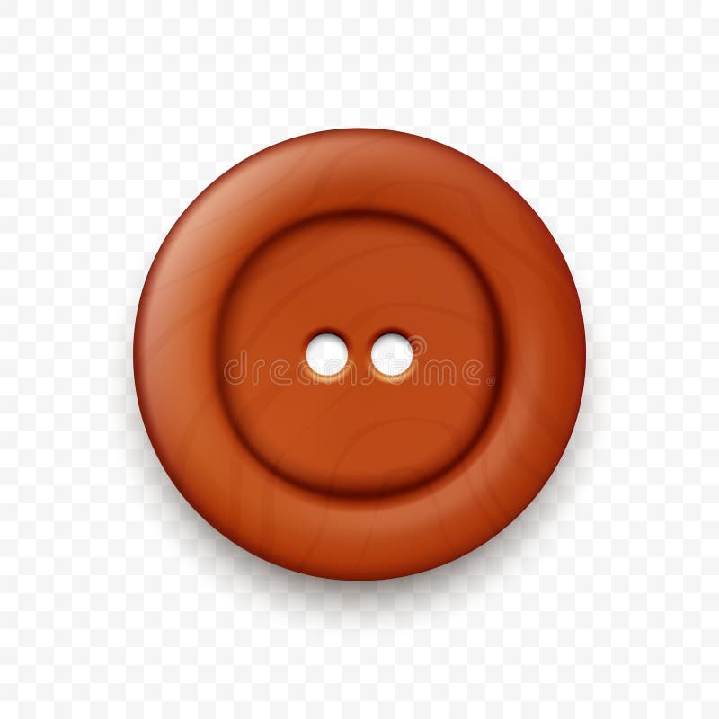 Vector Brown Color Wooden Two Holes Clothes Button Closeup, Isolated on ...