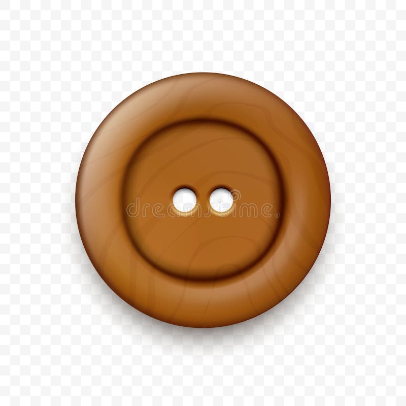 Vector Brown Color Wooden Two Holes Clothes Button Closeup, Isolated on ...