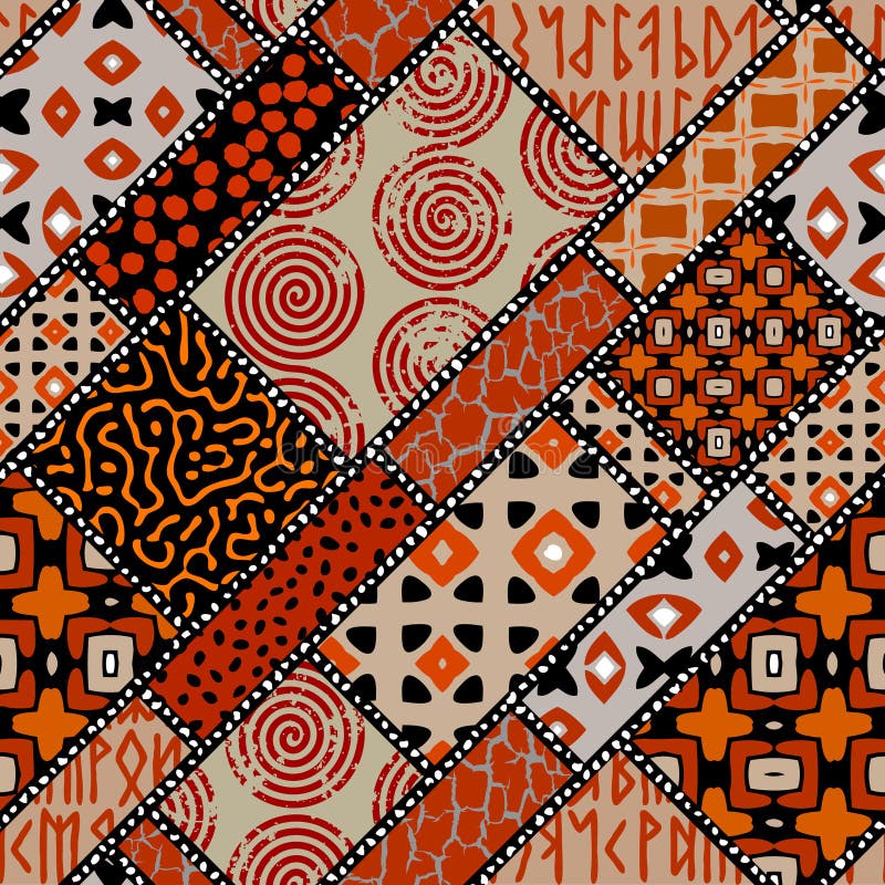 Vector Brown Ethnic Tribal Pattern. Seamless Art Image. Stock ...