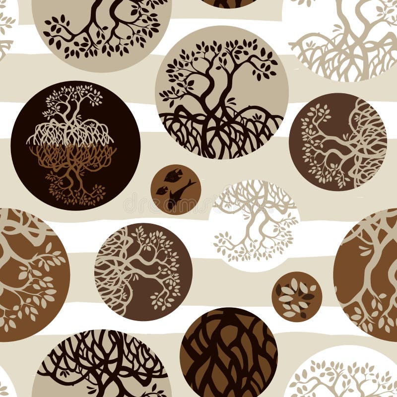 Vector Brown of Mangrove Plants Seamless Repeat Pattern Which Commonly ...