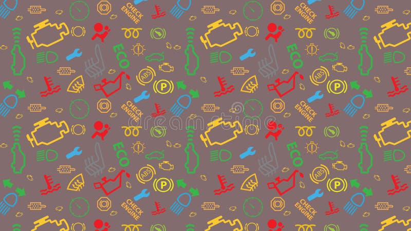 Vector Brown Seamless Pattern. Car Dashboard Icons Texture. Repeating ...