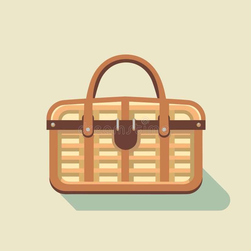 Vector of a Brown and Tan Basket Icon with a Handle Stock Vector ...