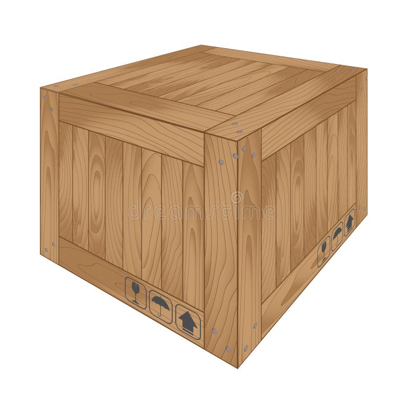 Vector of Brown Wooden Box on White Stock Vector - Illustration of ...