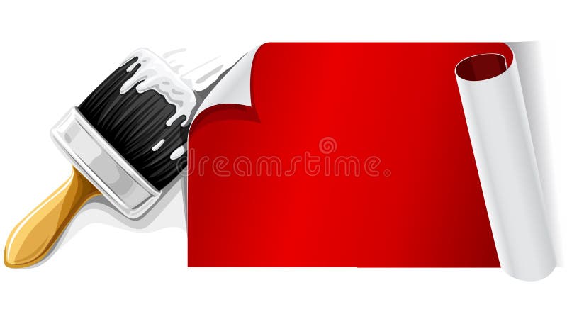 Vector Brush with Glue and Red Paper Isolsted Stock Illustration ...