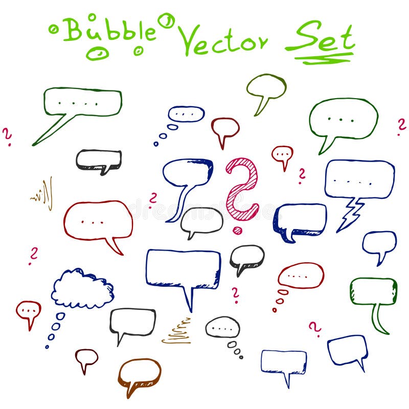 Vector Bubble Doodle Set, Sketch Stock Vector - Illustration of comic ...