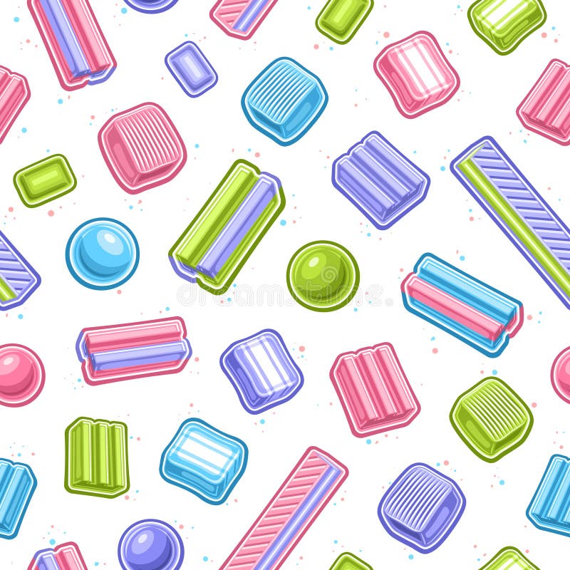 Vector Bubble Gum Seamless Pattern Stock Vector - Illustration of ...