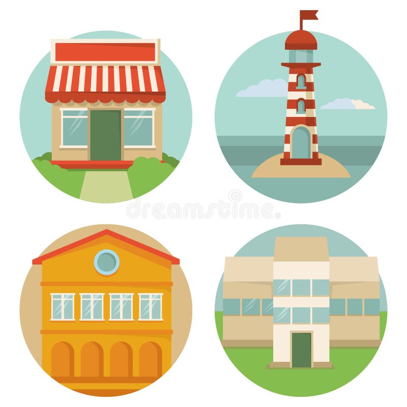 Vector building icons stock vector. Illustration of house - 35129562