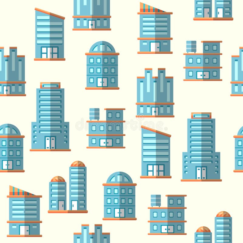 Vector Building Seamless Pattern Background Stock Vector - Illustration ...