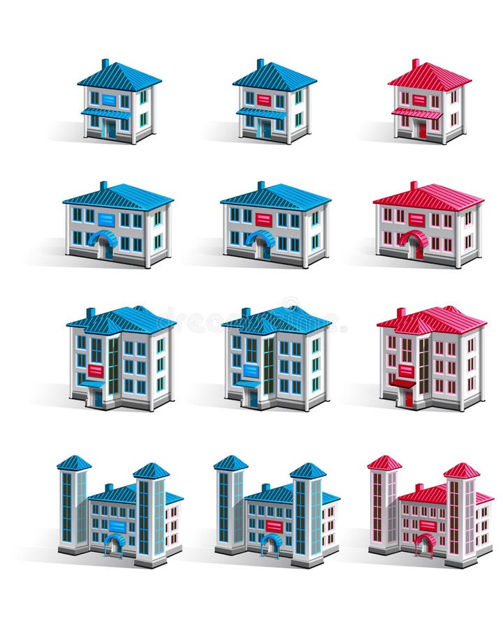 Vector Buildings of Different Sizes Stock Illustration - Illustration ...