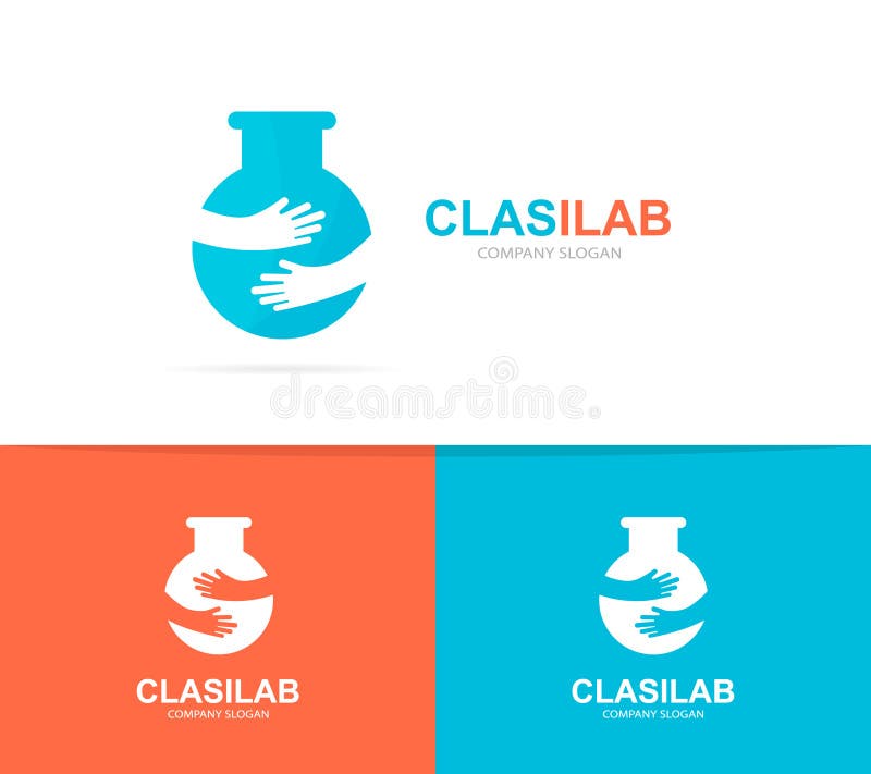 Vector Bulb and Hands Logo Combination. Lab Bottle and Embrace Symbol ...