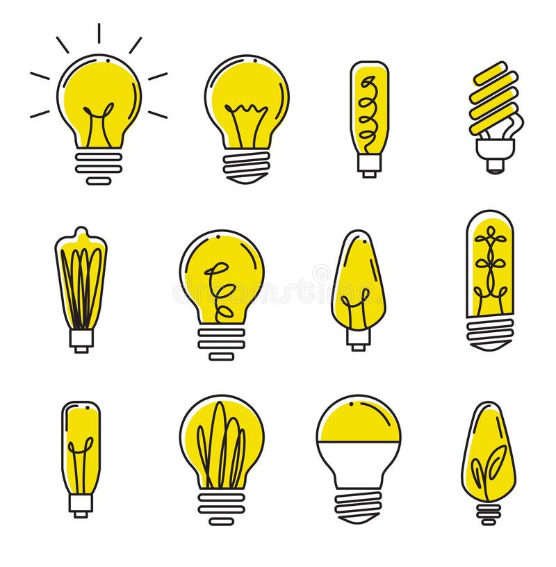 Vector Bulb Icons Set. Vector Illustration Design Elemetns Stock Vector ...