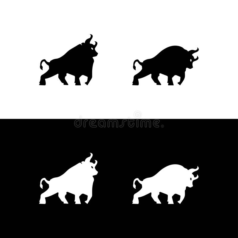 Vector of a Bull on a Black White Background. Animals Stock Vector ...
