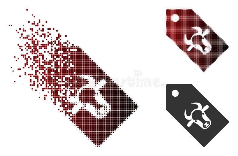 Shredded Pixel Halftone Bull Tag Icon Stock Vector - Illustration of ...