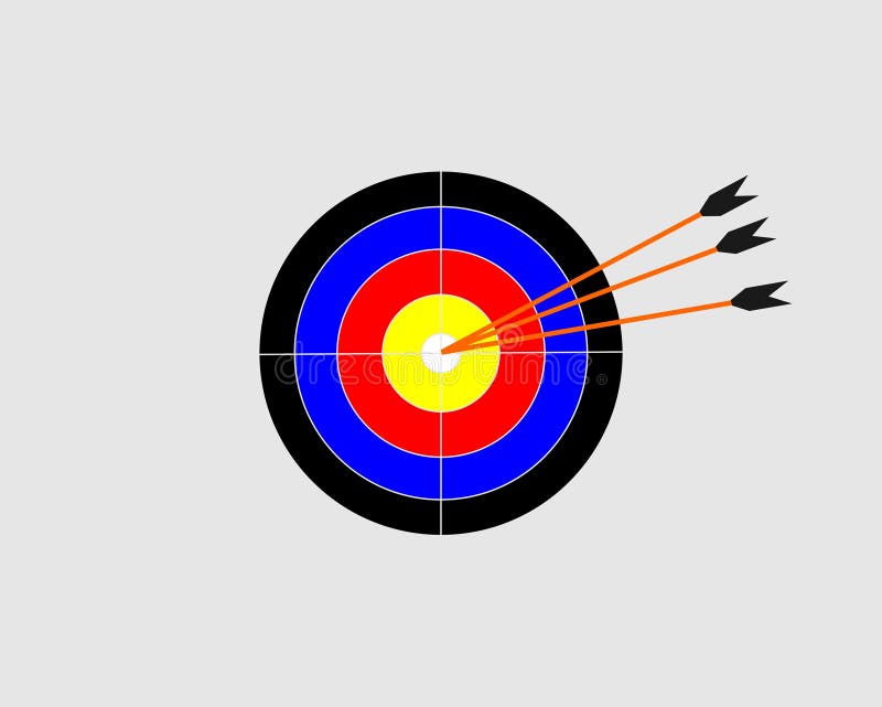 Vector Bullseye Target with Three Arrows Hitting the Center ...