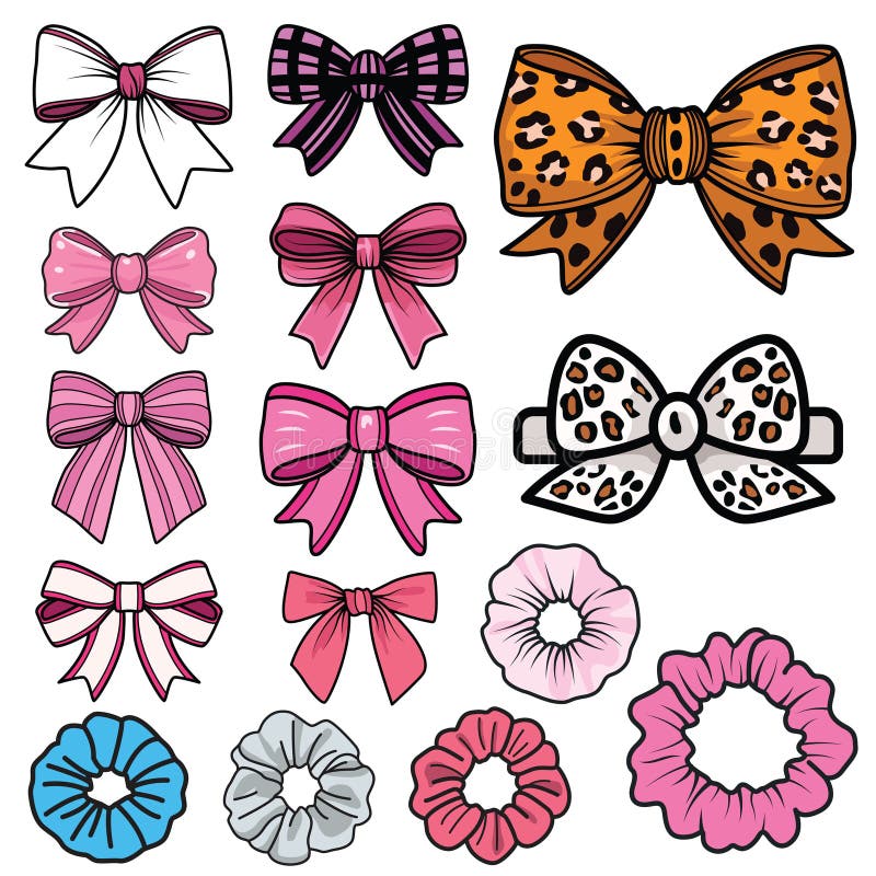 Vector Bundle of Pink Bows and Rubbers Stock Vector - Illustration of ...