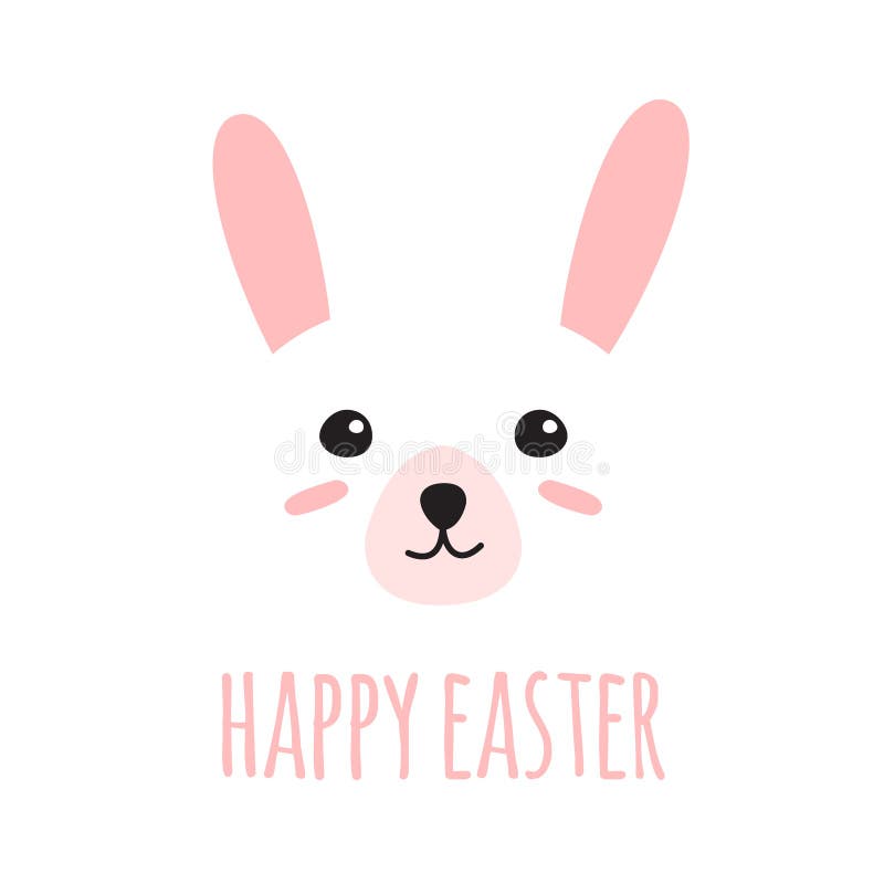 Vector Bunny Rabbit Face and Happy Easter Text Stock Vector ...
