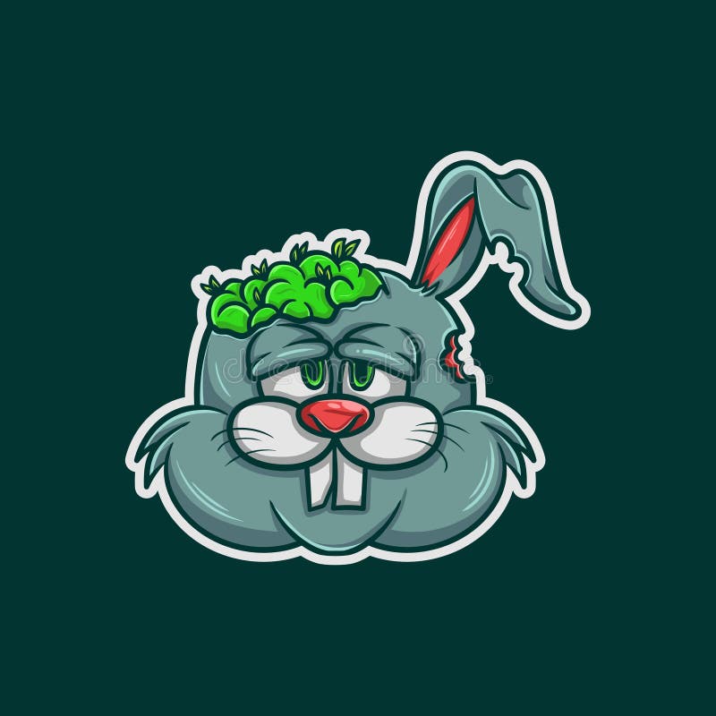 A Vector of Bunny Rabbit with Green Weed Brain Stock Vector ...