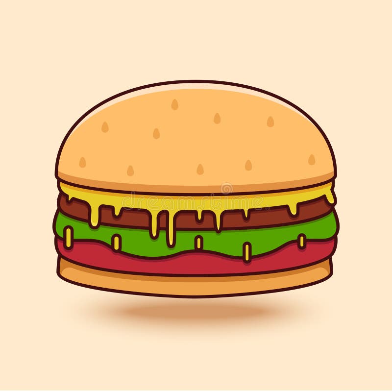 Vector Burger Food Illustration with Melt Cheese Stock Vector ...