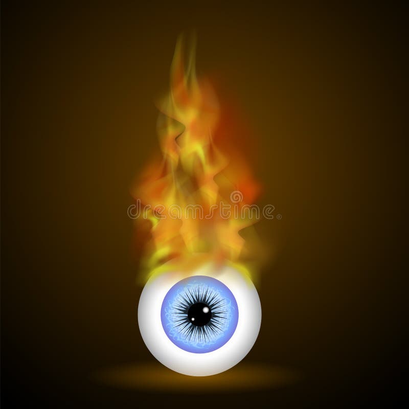 Vector Burning Blue Eye with Fire Flame Stock Vector - Illustration of ...