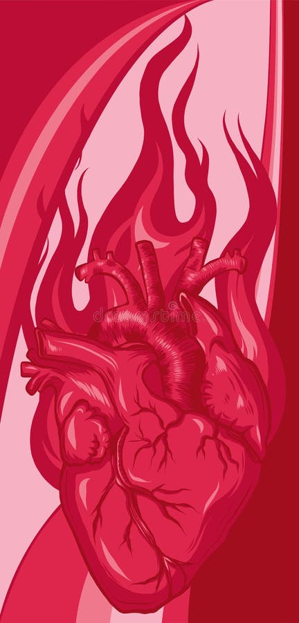 Vector Burning Heart. Illustration For Design Tattoo Stock Vector ...
