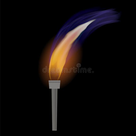 Vector Burning Retro Old Torch Isolated on Dark Background Stock ...