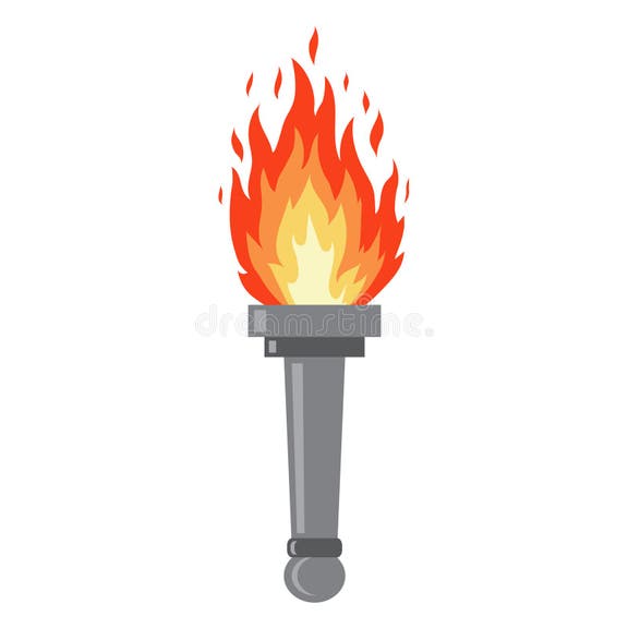 Vector Burning Retro Old Torch on White Background Stock Vector ...