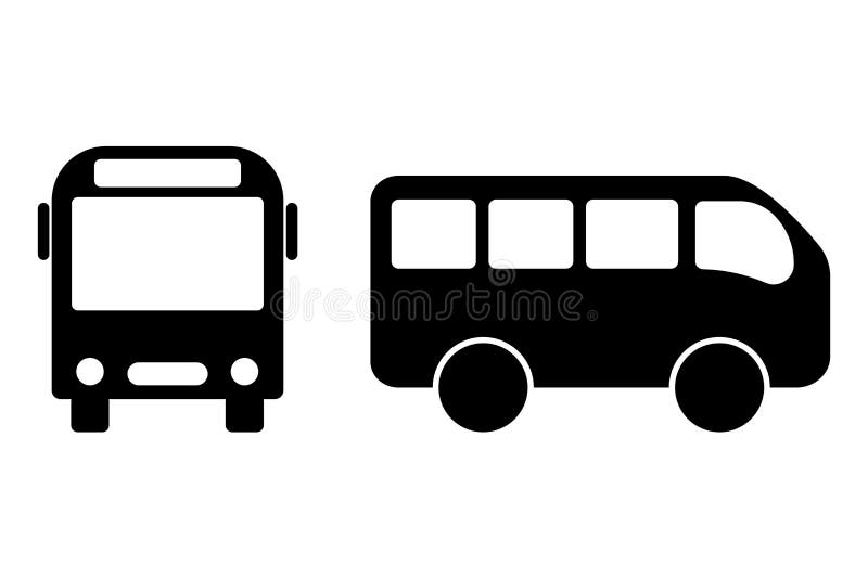 Vector Bus Black Silhouette Icon. Front and Side of the School Bus ...