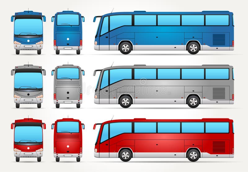 Vector Bus - Front - Back - Side View Stock Vector - Illustration of ...