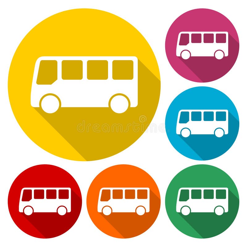 Vector Bus Icon Set, Color Car Collection Stock Vector - Illustration ...