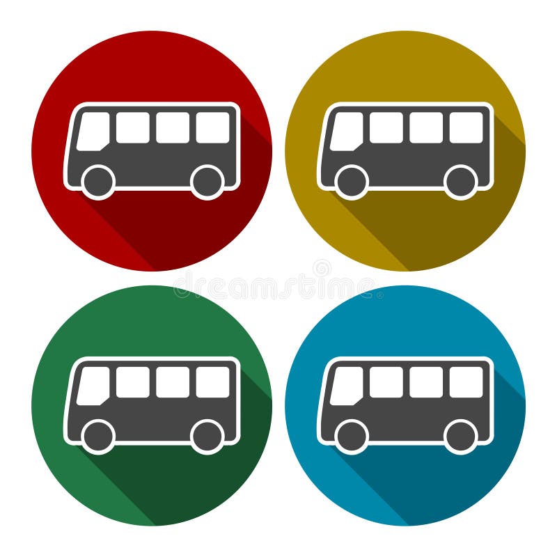 Vector Bus Icon Set, Color Car Collection Stock Vector - Illustration ...