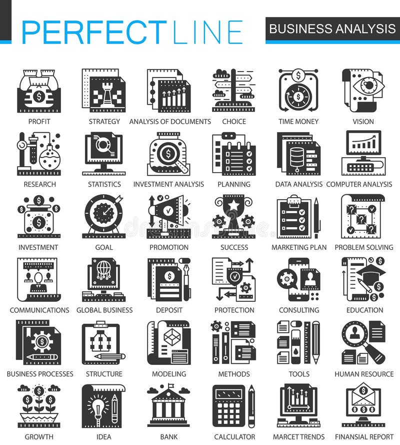 Vector Business Analytics Classic Black Mini Concept Icons and ...