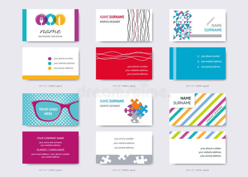 Vector Business Card Design Templates Big Set Stock Vector ...