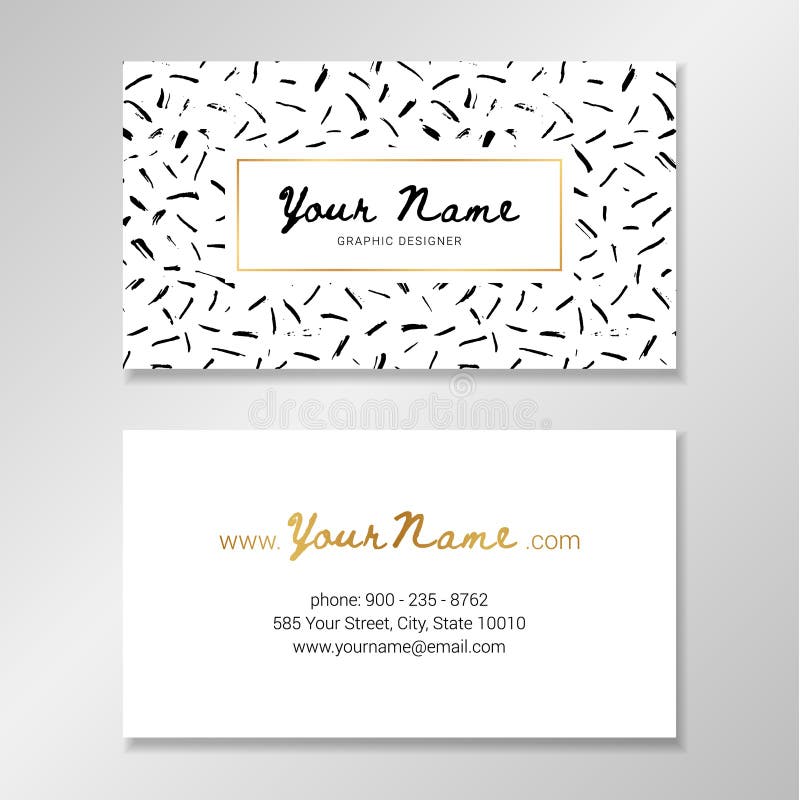 Vector Business Card Template with Hand Painted Brush Smears. Stock ...